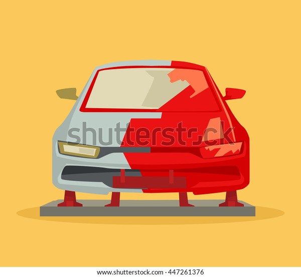 Car Painting Vector Flat Cartoon Illustration Stock Vector (Royalty ...
