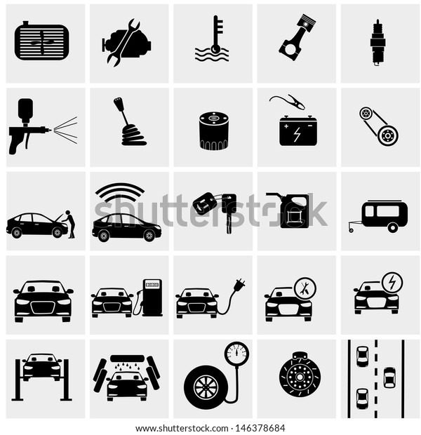 Car Part Set Repair Icon Vector: vetor stock (livre de direitos ...