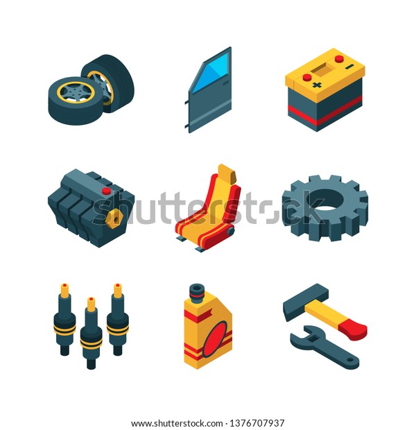 Car Parts Automobile Tools Engine Transmission Stock Vector (Royalty ...
