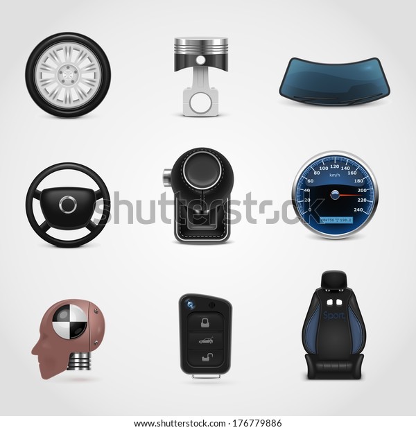 Car Parts Vector Icon Set Stock Vector (Royalty Free) 176779886