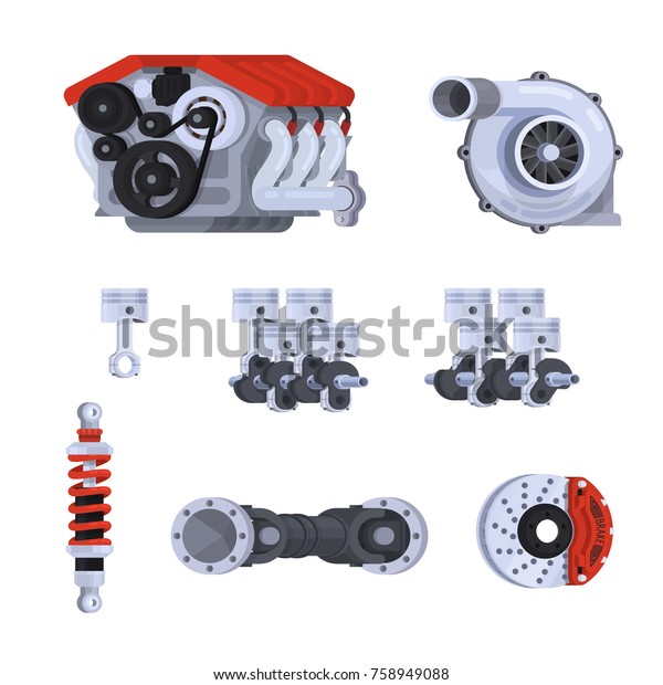 Car Parts Vector Illustration Flat Design Stock Vector (Royalty Free ...