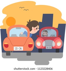 Car Passing Car Stock Vector (Royalty Free) 1123228409