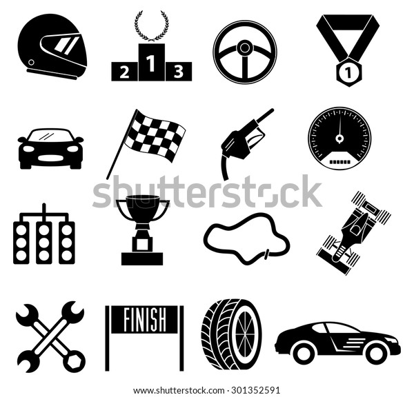 Car Race Icons Set Stock Vector (Royalty Free) 301352591 | Shutterstock