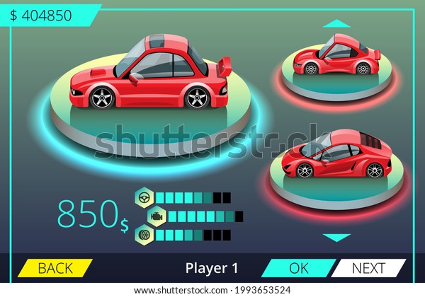 Car Racing Game Display Menu Tuning Stock Vector (Royalty Free ...