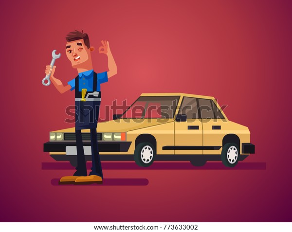 Car Repair Man Character Vector Cartoon Stock Vector (Royalty Free ...