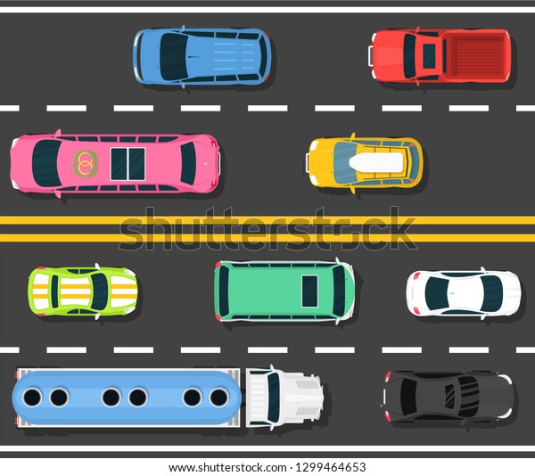 Car Road Topview Vector Illustration Choosing Stock Vector (Royalty ...