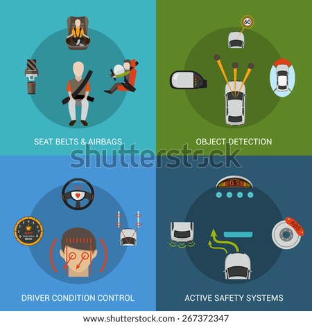 Car Safety System Design Concept Set Stock Vector (Royalty Free ...