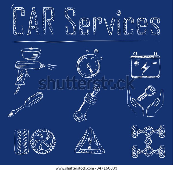 Car Service Doodles Icon Set Stock Vector (Royalty Free) 347160833 ...