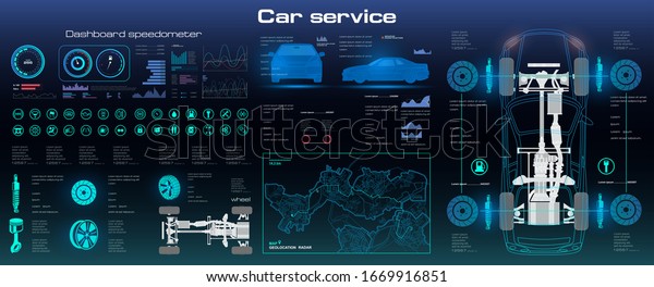 Car Service Hud Elements Complete Vehicle Stock Vector (Royalty Free ...