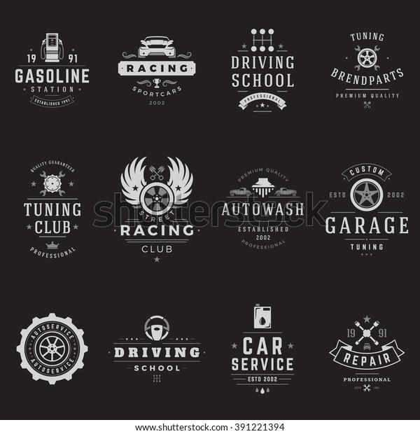 Car Service Logos Templates Set Vector Stock Vector (Royalty Free ...