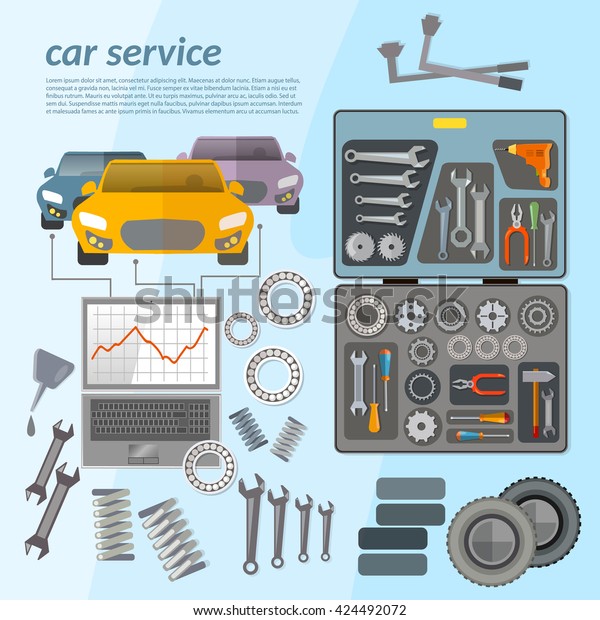 Car Service Mechanic Tool Box Car Stock Vector (Royalty Free) 424492072 ...