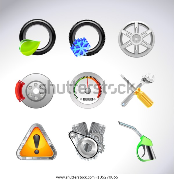 car service - car parts vector set icon