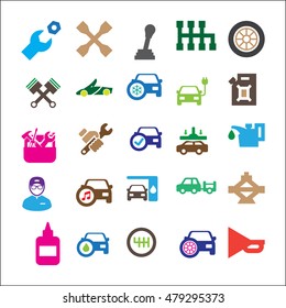 Car Service Set On White Background Stock Vector (Royalty Free ...