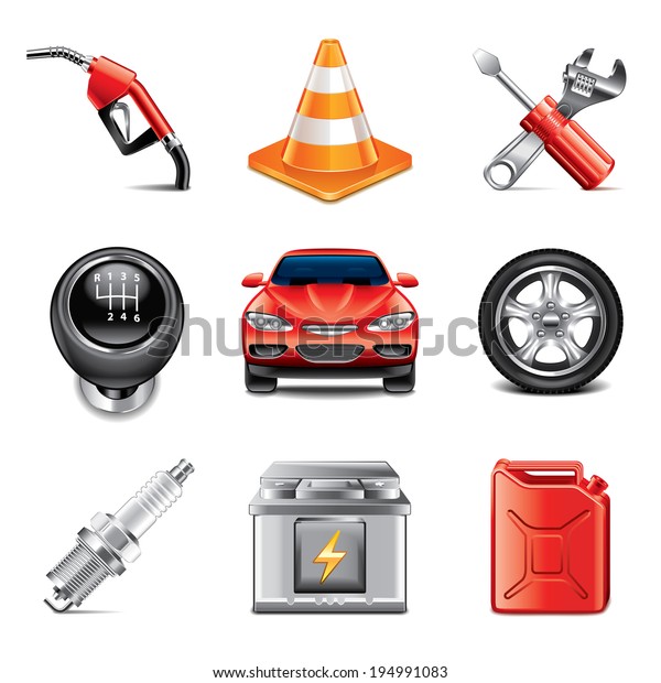 Car Service Tools Icons High Detailed Stock Vector (Royalty Free ...