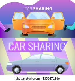 Car Sharing Banner Set Cartoon Illustration Stock Vector (Royalty Free ...