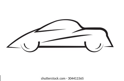 Car Side View Line Outline Silhouette Stock Vector (Royalty Free ...