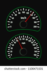 Car Speedometer Set Mile Kilometer Per Stock Vector (Royalty Free ...