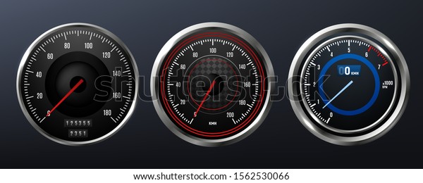 Car Speedometer Tachometer Dashboard Analog Device Stock Vector ...