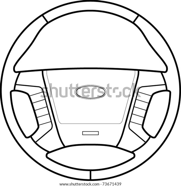 Car Steering Wheel Line Art stockvector (rechtenvrij) 73671439