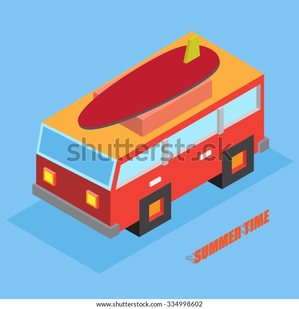 Car Summer Time Text Isometric Style Stock Vector (Royalty Free ...