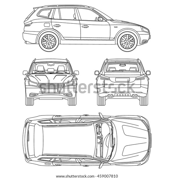 Car Suv Drawing Outline Stock Vector (Royalty Free) 459007810
