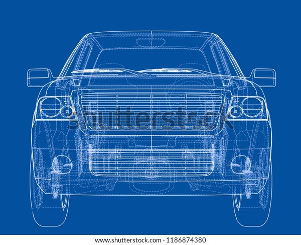 Car Suv Drawing Outline Vector Rendering 库存矢量图（免版税）1186874380 ...