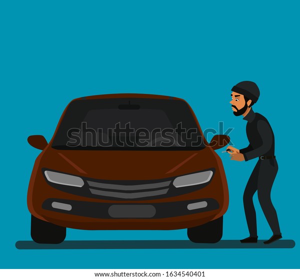 Car Thief Trying Steal Car Vector Stock Vector (Royalty Free ...