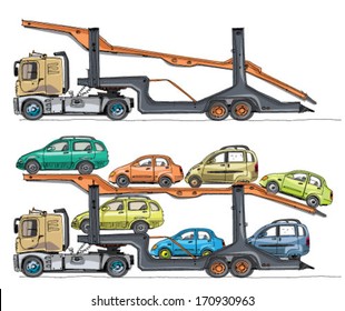 Car Transporter Cartoon Stock Vector (Royalty Free) 170930963 ...