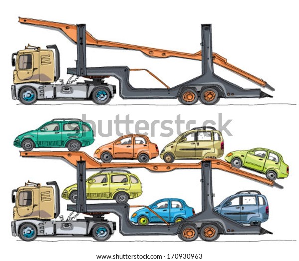 Car Transporter Cartoon Stock Vector (Royalty Free) 170930963 ...