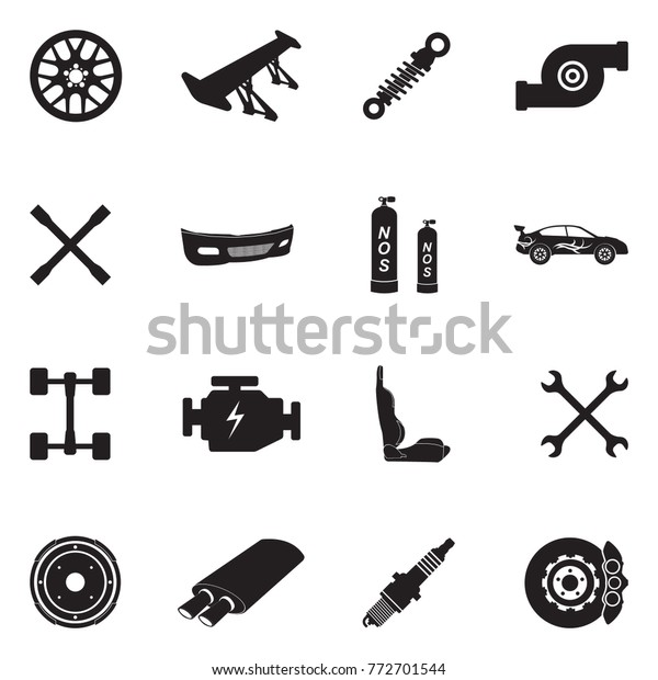 Car Tuning Icons Black Flat Design Stock Vector (Royalty Free ...