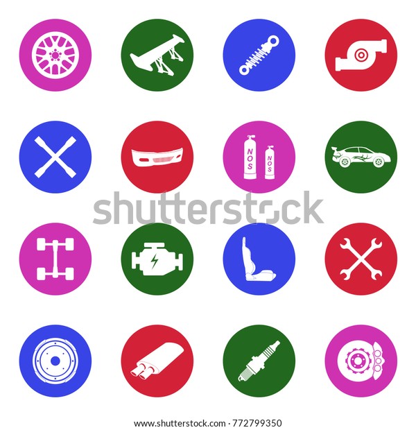 Car Tuning Icons White Flat Design Stock Vector (Royalty Free ...