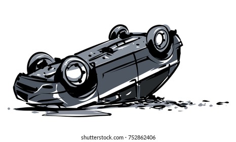 Car Turned Over Vector Illustration Stock Vector (Royalty Free ...