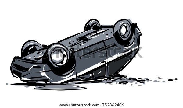 Car Turned Over Vector Illustration Stock Vector (Royalty Free ...