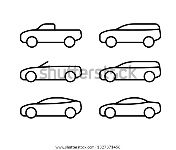 Car Types Line Art Design Vector Stock Vector (Royalty Free) 1327371458 ...