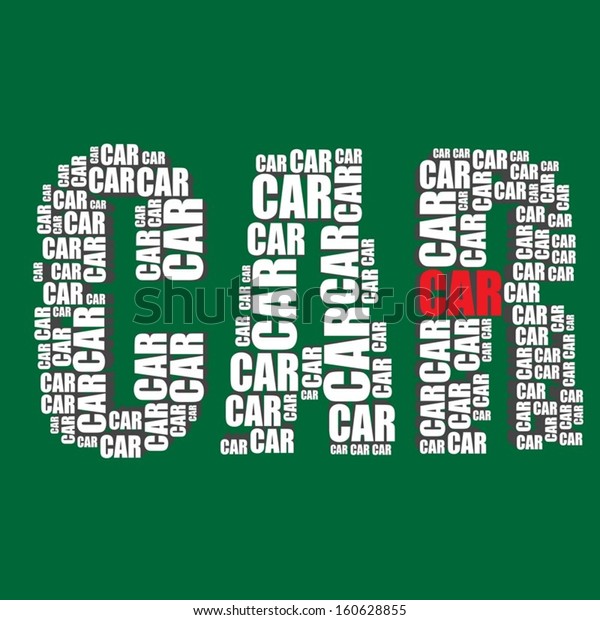 Car Typography 3d Text Word Art: vector de stock (libre de regalías ...