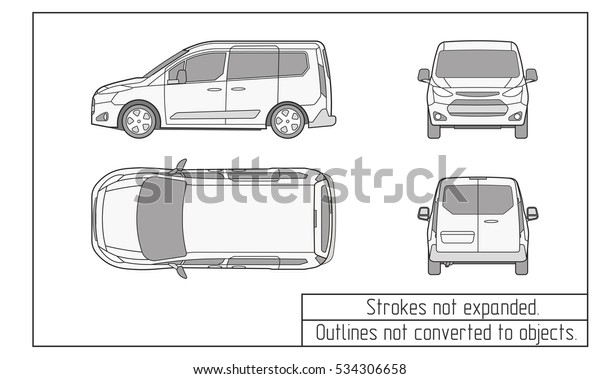 Car Van Drawing Outline Strokes Not: เวกเตอร์สต็อก (ปลอดค่าลิขสิทธิ์ ...