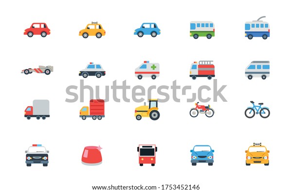 Car Vector Icons Set Land Vehicles Stock Vector (Royalty Free ...