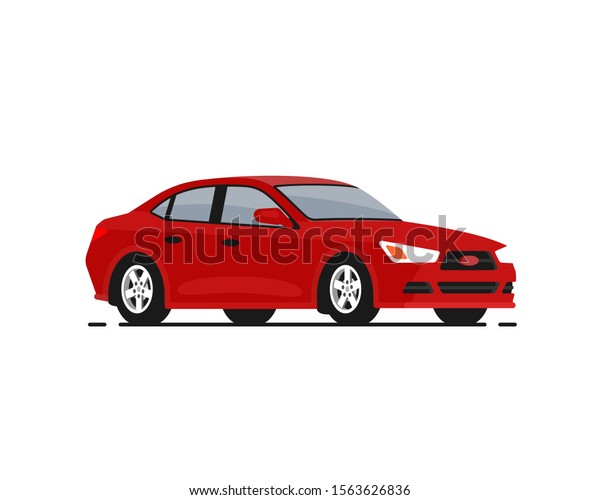 Car Vector Illustration Red Sedan Vehicles Stock Vector (Royalty Free ...