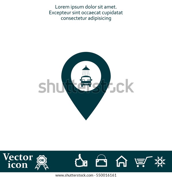 Car Wash Icon On Map Pointer Stock Vector (Royalty Free) 550016161 ...