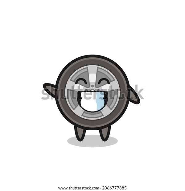 Car Wheel Cartoon Character Doing Wave Stock Vector (Royalty Free ...