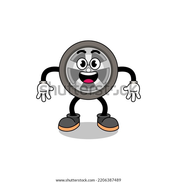 Car Wheel Cartoon Surprised Gesture Character Stock Vector (Royalty ...