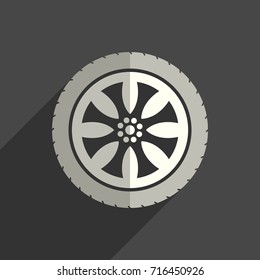 Car Wheel Flat Icons Shadow Simple Stock Vector (Royalty Free ...