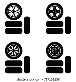 Car Wheel Icon Set Stock Vector (Royalty Free) 717151258 | Shutterstock