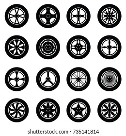 Car Wheel Icon Set Stock Vector (Royalty Free) 735141814 | Shutterstock