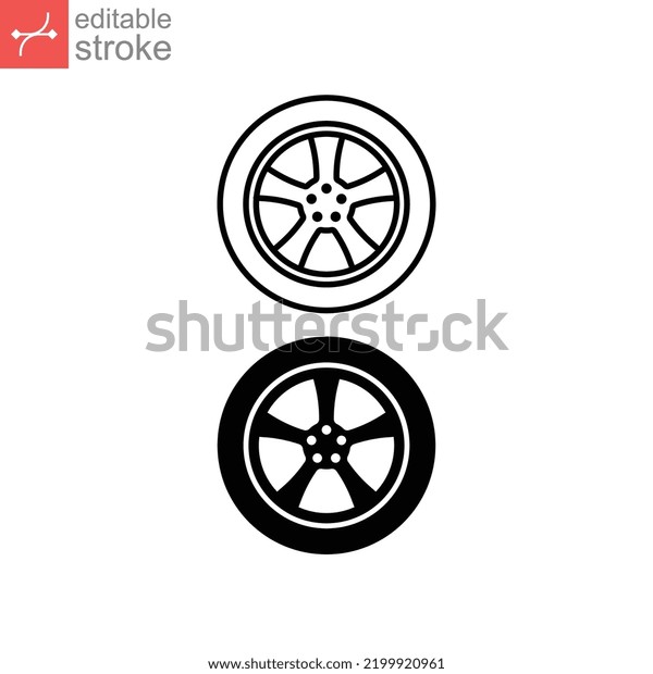 Car Wheel Icon Symbol Vector Line Stock Vector (Royalty Free ...