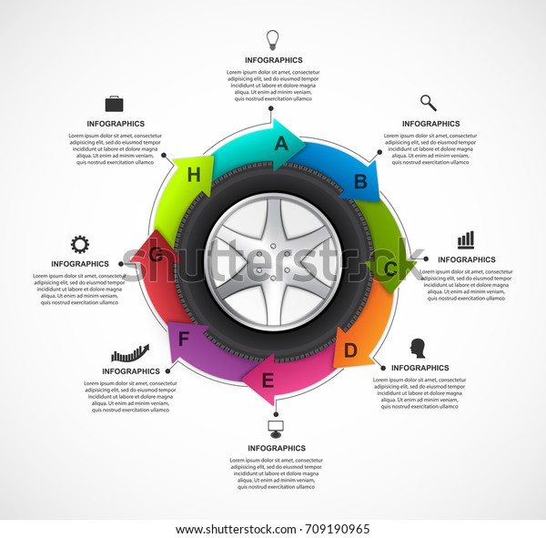 Car Wheel Infographic Design Template Vector: เวกเตอร์สต็อก (ปลอดค่า ...