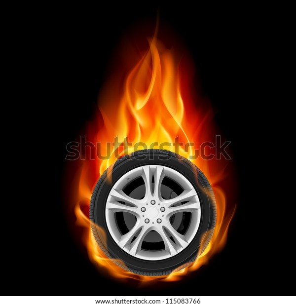 Car Wheel On Fire Illustration On Stock Vector (Royalty Free) 115083766 ...