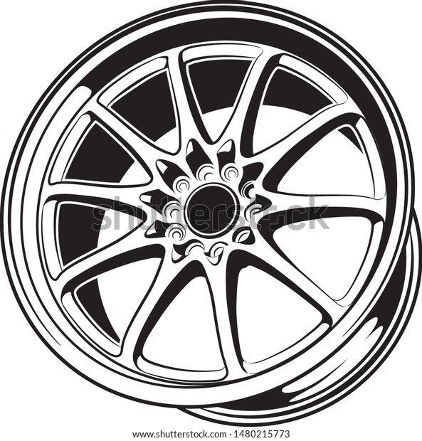 Car Wheel Rim Vector Silhouette Icon 库存矢量图（免版税）1480215773 | Shutterstock