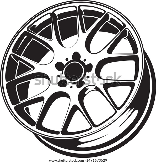 Car Wheel Rim Vector Silhouette Icon 库存矢量图（免版税）1491673529 | Shutterstock