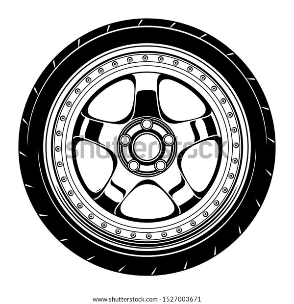 car wheel rim vector silhouette